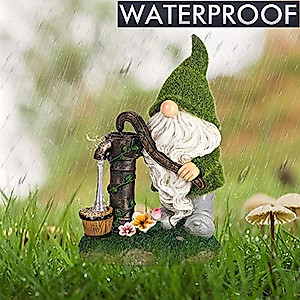 Yiexson Cartoon Gnome Dwarf Statue Garden Lighting Waterproof Light Solar Night Decorative Figuri Courtyard Lawn Lamp Resin Outdoor B1E8
