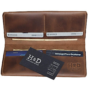 Hide & Drink, Minimalist Dual Folio Wallet Handmade from Full Grain Leather (Bourbon Brown)
