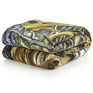 Dawhud Direct Camo Buck Deer Fleece Blanket for Bed Size 50" x 60" Woodland Fleece Throw Blanket for Men, Women and Kids Super Soft Plush Deer Blanket Throw, Animal Print Blanket, Blanket for Kids