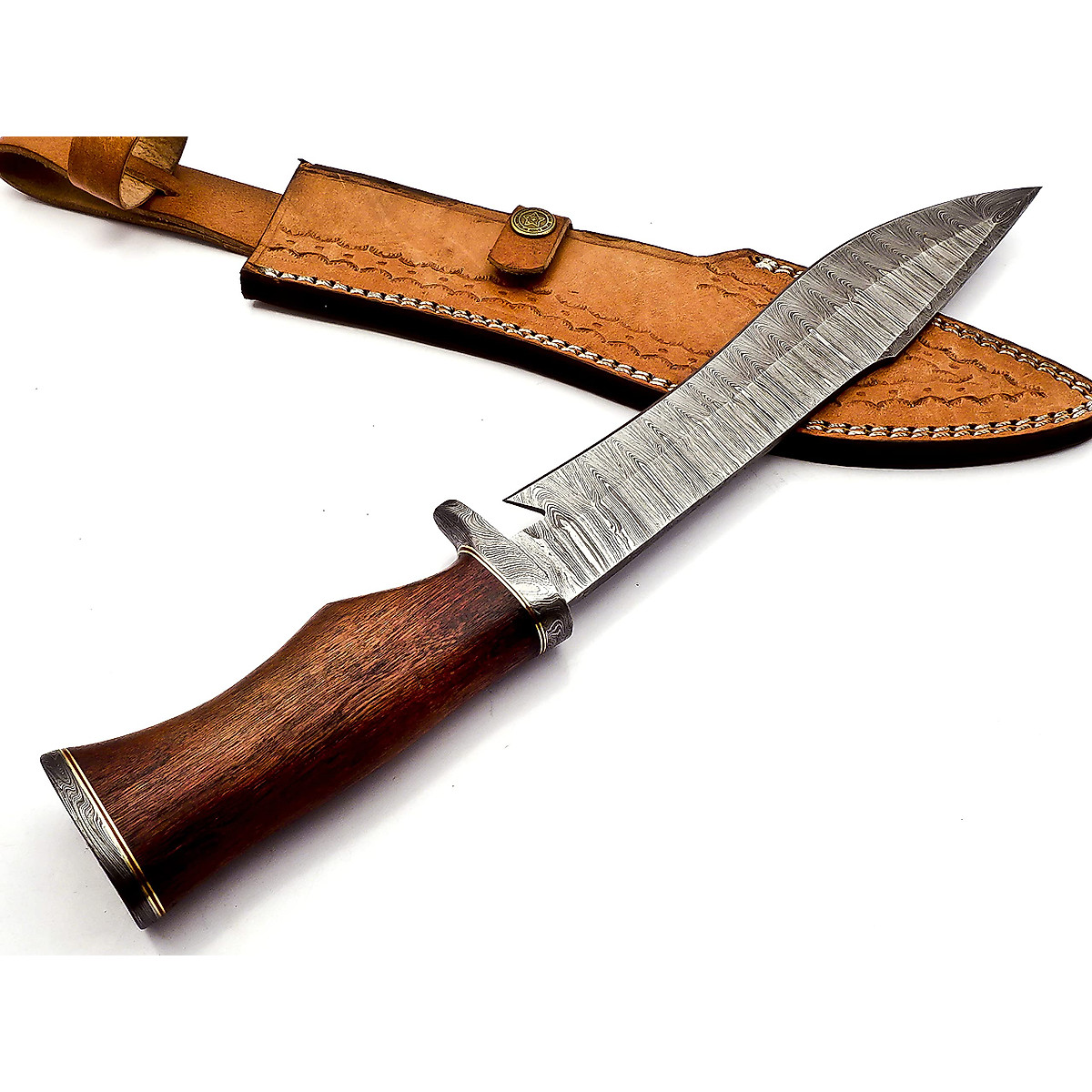 Nooraki - 15" Handmade Damascus Steel Bowie Knife - Fixed Blade Hunting Knife with Strong Rosewood Comfortable Handle For Outdoor, Hunting, Camping, Survival, Bushcraft - Gift for Men and Women