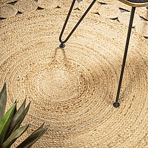 JONATHAN Y RNF104A-5R Bodhi Round Natural Jute hippie Circle Indoor Area-Rug, Natural Fibers, Geometric, Bohemian Easy-Cleaning,Bedroom,Kitchen,Living Room,Non Shedding, Natural, 5' Round
