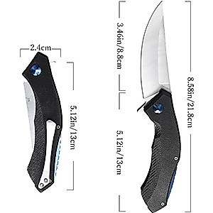 Eafengrow Moon Folding Knife D2 Steel Blade G10 Handle Scales Pocket Knife Outdoor EDC Tool Knifes(Moon-black)