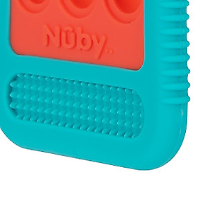 Nuby Baby Teething Toy, 3+ Months, Giggle Bytes Sensory Popper Cellphone, Aqua
