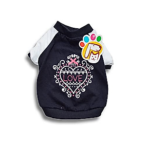 PETMONT Casual T-Shirt for Pets Desing: Love Navy Blue and White Great for Small and Medium Dogs Size Extra Small