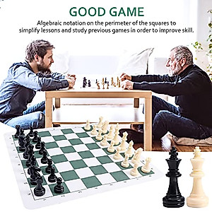 Tournament Chess Mat with Chess & Storage Bag, PU Leather Tournament Roll Up Chess Board, Chess Rollable Chessboard, Chess Mat Set for Kids and Adults (34cm with Chess Set)