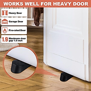 Frienda 8 Pack Large Door Stoppers Heavy Duty Rubber Door Stop Wedge Big Door Stopper for Bottom of Door Home Office School (Black)