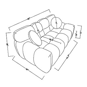 Modern Cloud Couch, 65" Comfy Upholstered Loveseat Sofa with Boucle Fabric, Stylish Marshmallow Sofa with 2 Round Pillows, 2 Seater Sofa for Living Room, Apartment, Office, Olive Green