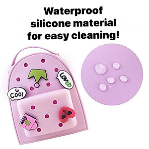 Happy Home Silicone Women Backpack With Charms-Small Travel Crossbody Bag Lightweight Durable Waterproof (Light Purple)