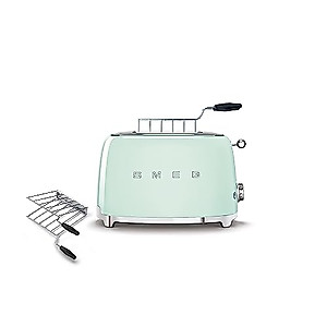 SMEG 2 Slice Toaster and Sandwich Rack Combo, Pastel Green