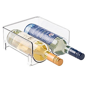 InterDesign Stackable Wine Storage Rack – Free Standing Organizer for Refrigerator or Kitchen Countertops - Holds 2 Bottles, Clear