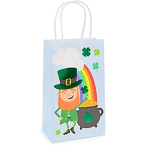 Sparkle and Bash St. Patrick's Party Favor Gift Bags, 4 Designs (9 x 5.3 x 3.15 In, 24 Pack)