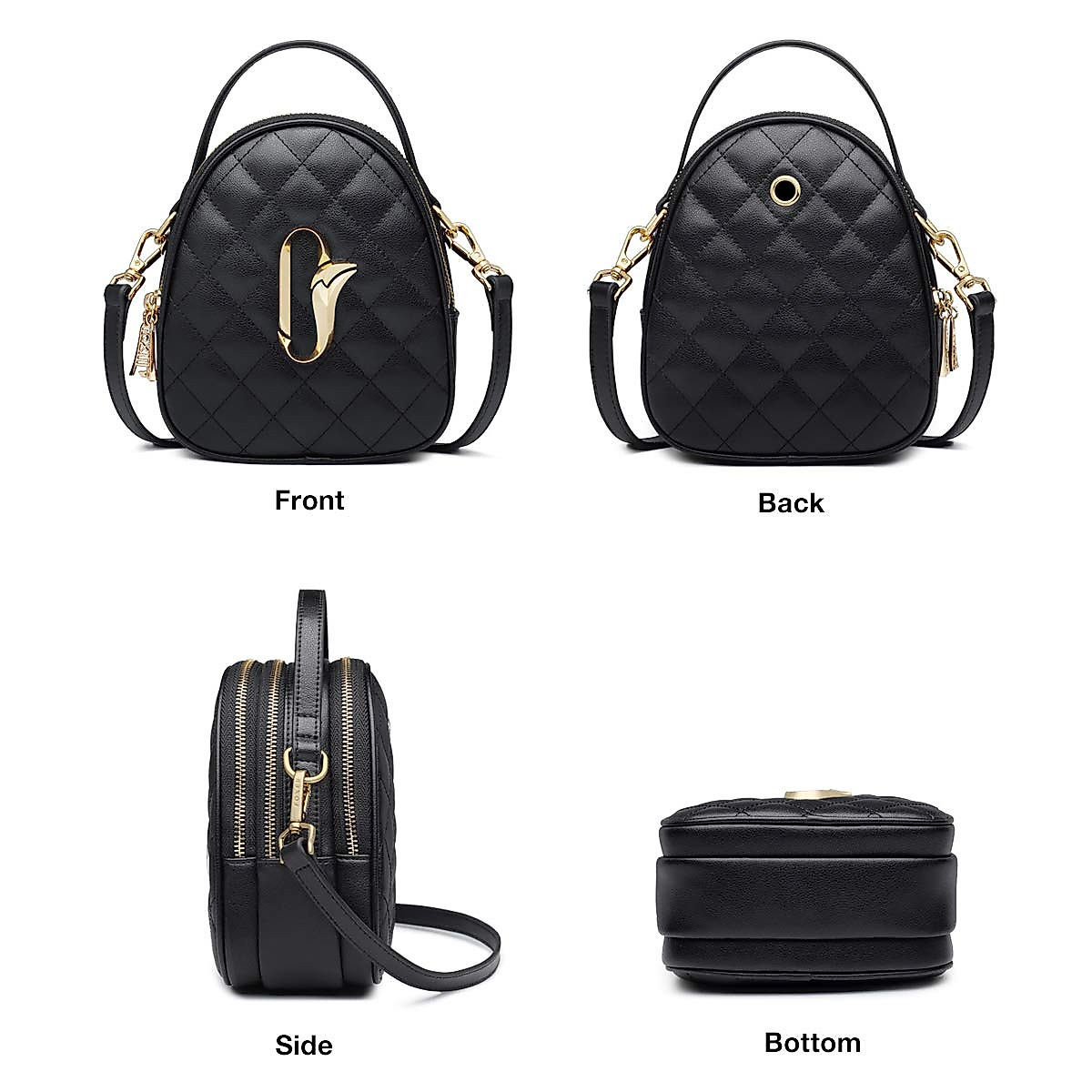 iFOXER Leather Crossbody Bags for Women Fashion Leather Handbag Shoulder Bag Designer Mini Bags (black)