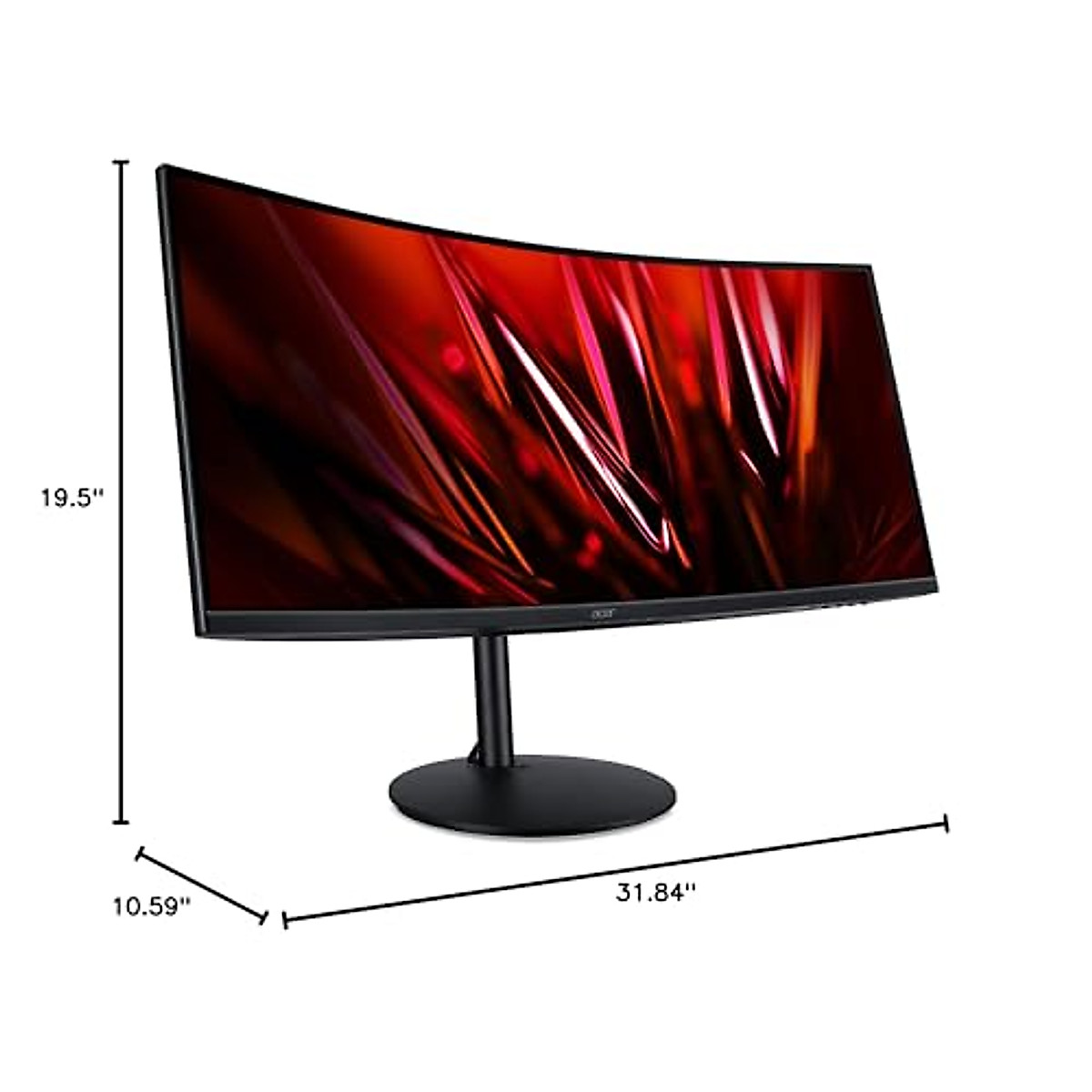 Acer Nitro 34" QHD 3440 x 1440 1500R Curved PC Gaming Monitor AMD FreeSync Premium 165Hz Refresh 1ms (VRB) ZeroFrame Design 2 x Display Port 1.4 & 2 x HDMI 2.0 Ports XZ342CU Sbmiipphx,Black