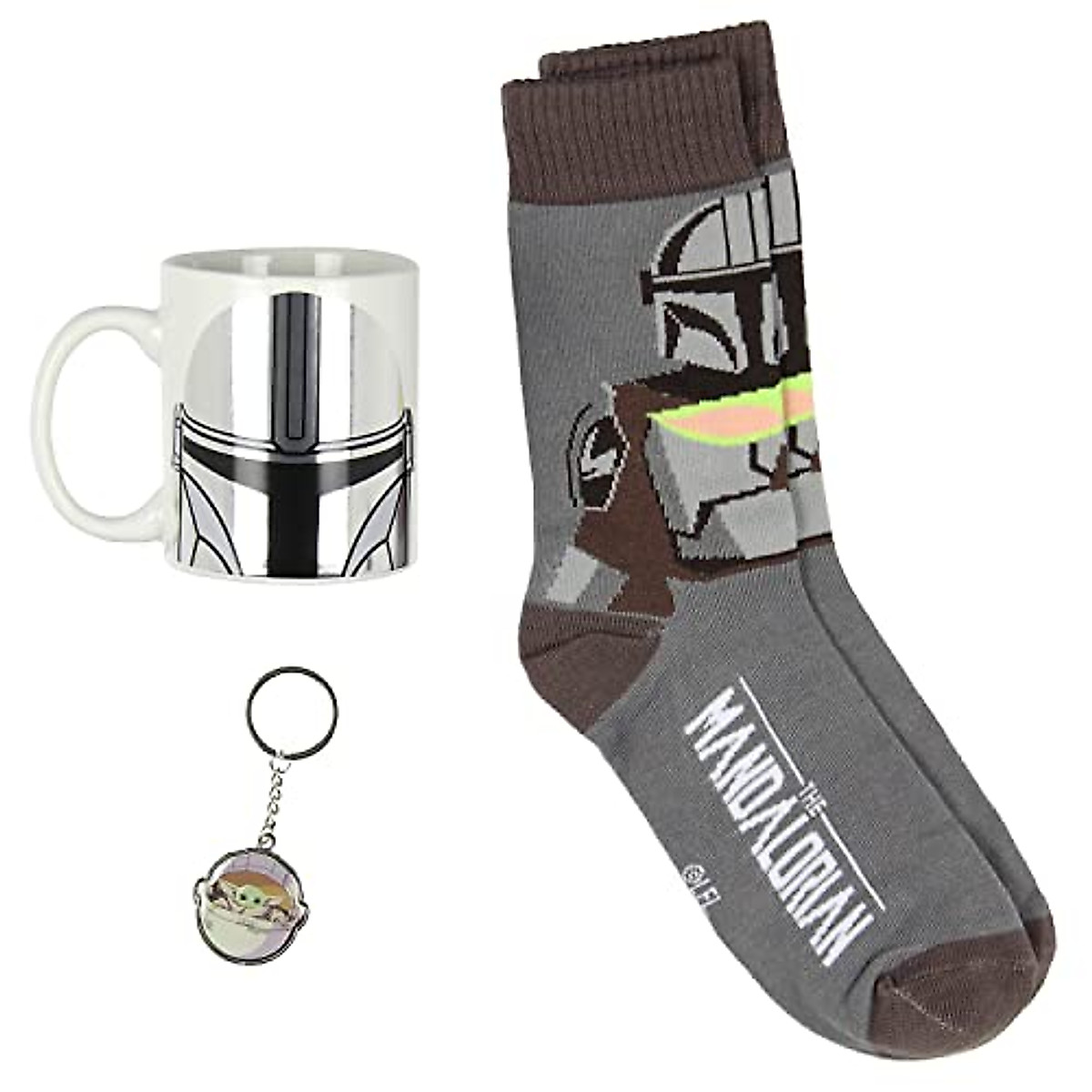 CultureFly The Mandalorian Gift Set with 12oz Mug, Crew socks and Keychain One-Size