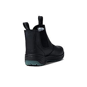 Thorogood 6” Slip On Station Boots for Men and Women - Soft Toe Leather with Quick Release, Slip-Resistant Outsole, and Translucent Non-Marking Bottom; EH Rated, Black - 11 W