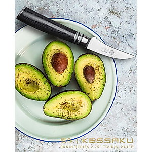 KESSAKU 2.75-Inch Bird's Beak Tourne Paring Knife - Ronin Series - Forged High Carbon 7Cr17MoV Stainless Steel - Pakkawood Handle with Blade Guard