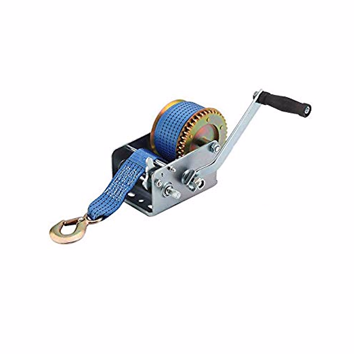 BULLETSHAKER 3200LBS Polyester Strap 2 Gear Hand Winch Hand Crank Gear Winch ATV Boat Trailer