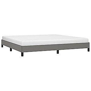 vidaXL Bed Frame Home Indoor Bedroom Bed Accessory Wooden Fabric Upholstered Double Bed Base Furniture Dark Gray 76"x79.9" King Fabric