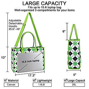 Laptop Tote Bag for Women Work Shoulder Bags 15.6 inch Canvas Laptop Computer Purse Messenger Teacher Handbag Business Office Briefcase