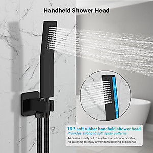 Baetuy 12 Inch Shower Faucet Set, Rainfall Shower System with High Pressure Handheld and Square Fixed Shower Head,Spray Wall Mounted Shower Fixtures