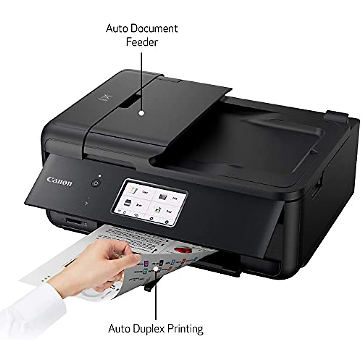 Canon All-in-One Printer Copier Scanner Fax Auto Document Feeder Photo and Document Printing Airprint (R) and Android Printing + Bonus Set of Ink and Printer Cable