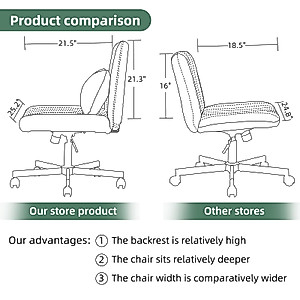 Criss Cross Chair, Office Chair Cross Legged with Wheels, Armless Office Chair, Velvet Desk Chairs with Wheels for Home Office, Meditation, Makeup (Velvet Green)