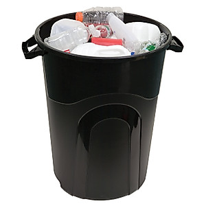 BCWYO 32 Gallon Heavy Duty Plastic Garbage Can, Included Lid, Indoor/Outdoor, Black
