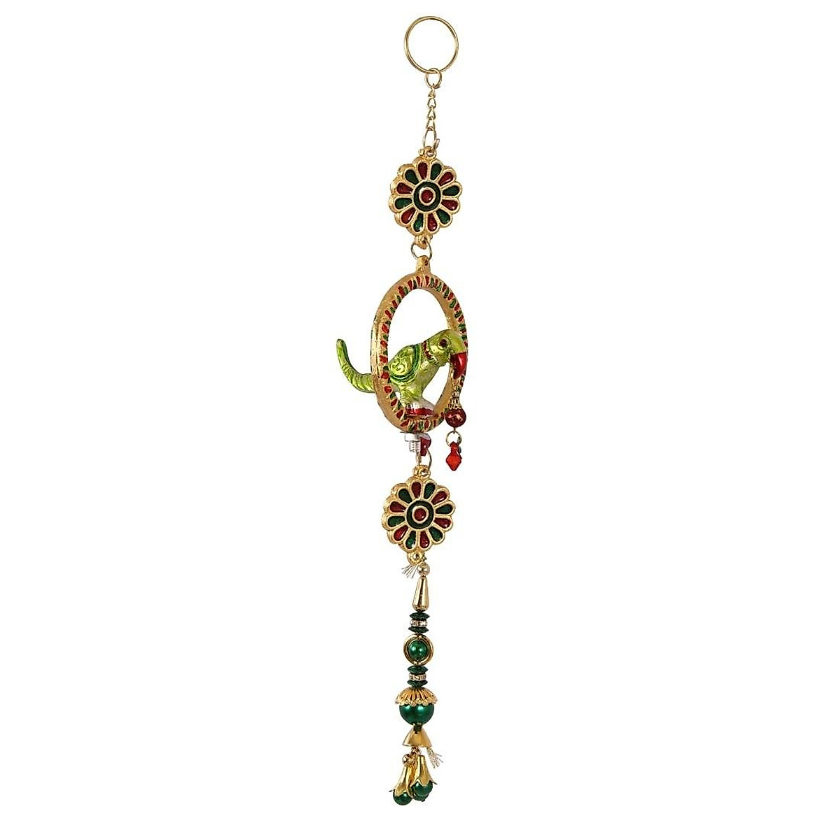 Handicrafts Paradise Door Hanging in Metal Parrot Shaped with Bells