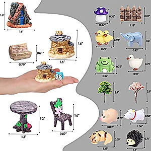 CHAKANLX 108 Pieces Miniatures Fairy Garden Accessories Outdoor, Fairy Garden Kit, Miniature Figurines, Fairy Garden Accessories, DIY Micro Landscape Ornaments for Potted Plant Bonsai Terrarium Decor