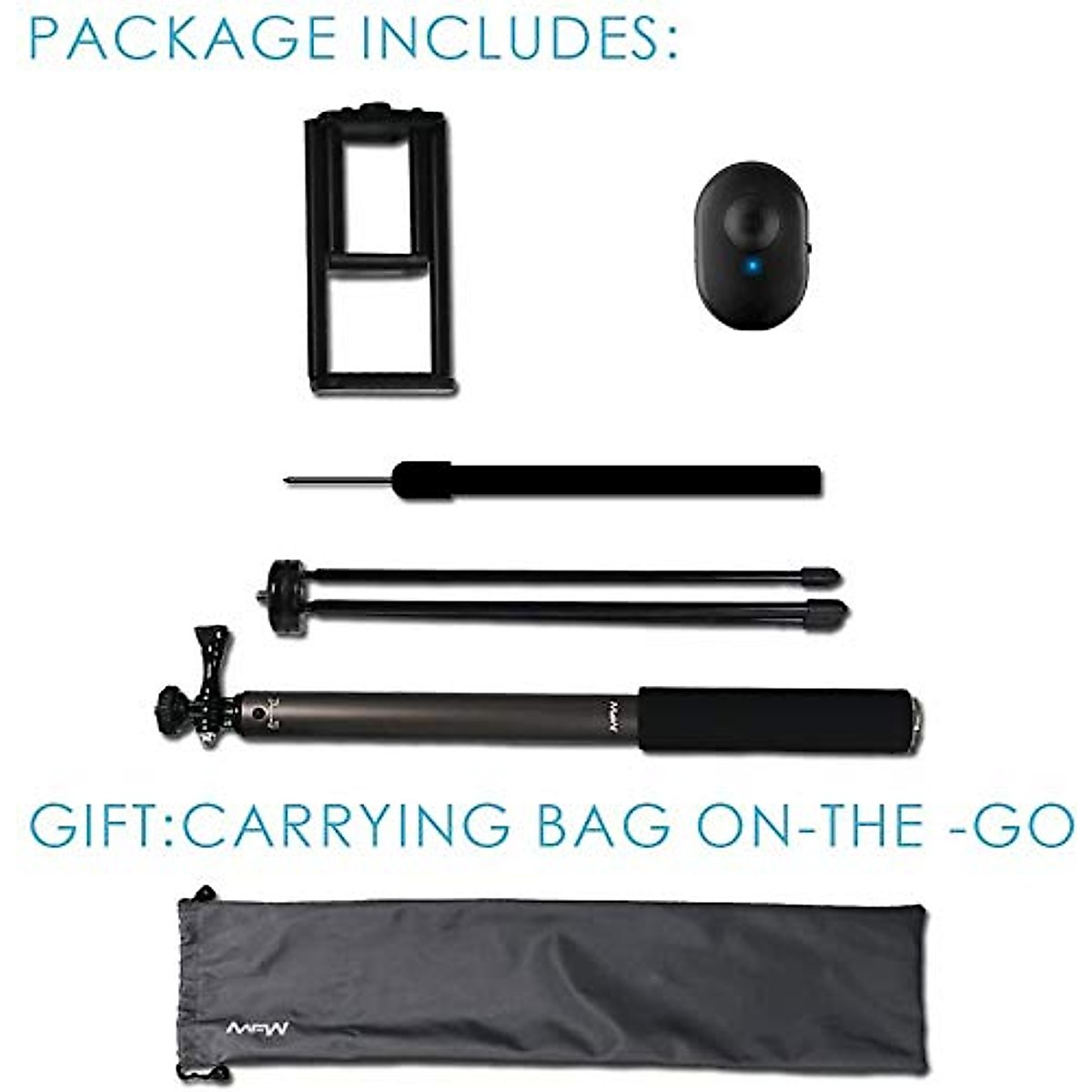 Bluetooth Selfie Stick with Tripod, Remote 59Inch MFW Extendable Monopod with Tripod Stand for iPhone 12/12PRO /11/11PRO/X/XS max/XR/XS/8/7/6/Plus,Tablet,Samsung S7/S8/S9,Android,GoPro Cameras