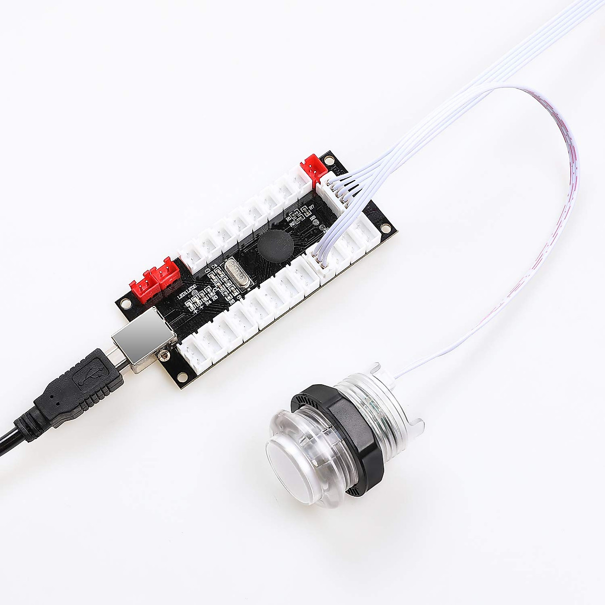 Easyget New Updated 2-Player LED DIY Arcade Kit 2X Zero Delay USB Encoder + 2X Joystick + 20x LED Arcade Buttons for PC, Windows, MAME, Raspberry Pi Arcade DIY (2-Player, White Kit)