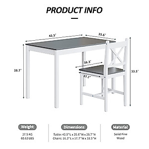 Lumelay 5-Piece Dining Table Set, Kitchen Dinner Breakfast Table and 4 Chairs for 2-4 Person, Dining Room Furniture, Space-Saving Design (Grey)