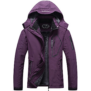 SUOKENI Women's Waterproof Warm Winter Snow Coat Hooded Raincoat Ski Snowboarding Jacket