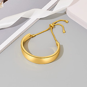 ENSKEFEN 14K Gold Bracelets for Women Adjustable Slider Bracelet Bangle Bracelets for Women Gold Chain Bracelet