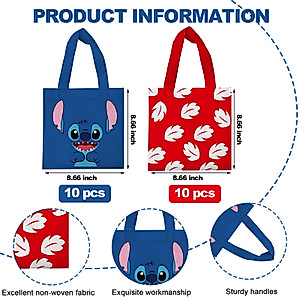Duyoublt 20 Pcs Stitch Party Supplies Stitch Favor Bags Goodie Gift Non-woven Bags Reusable for Stitch Birthday Party Decorations.(stitch)