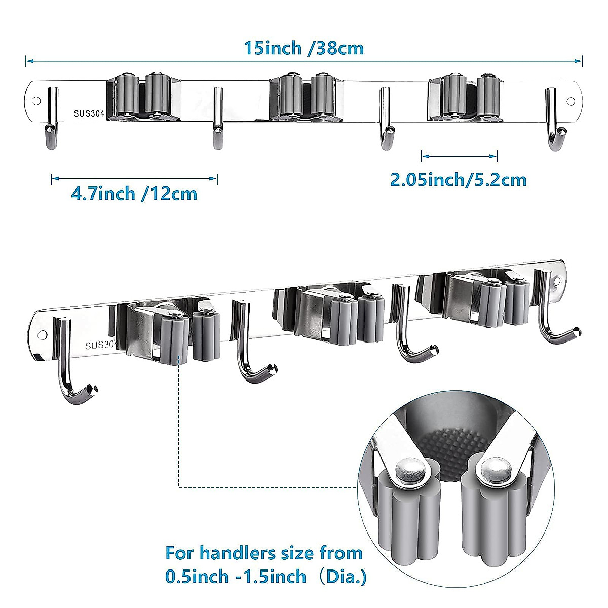 ONMIER Broom and Mop Holder Wall Mounted