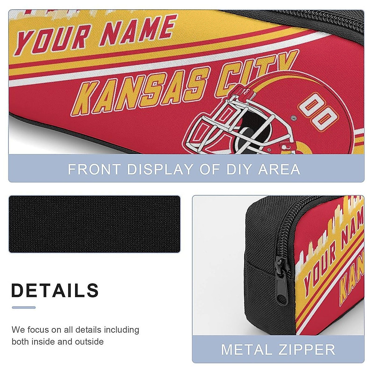 lslnehv Custom Kansas City Pencil Case, Personalized Pencil Box Gift for Men Women Boys Girls, Customized Pen Case with Name Number