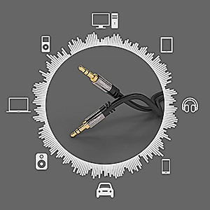 Aux Cord – 10ft– 3.5mm Audio Cable, Designed in Germany with Break-Proof Metal Plug (Headphone Cable & aux Cable for iPhone/car/Laptop, Auxiliary Cord, 3.5mm Male to Male, Black) – by CableDirect