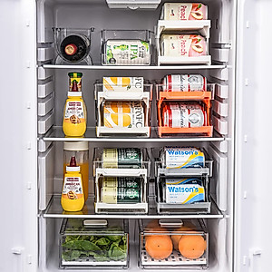 DinQ Soda Cans can Be Stacked with Storage Racks and Automatically Roll Off The Beverage Racks, It is Suitable for Refrigerators, Freezers, Kitchens, Countertops and Cabinets (Gray)