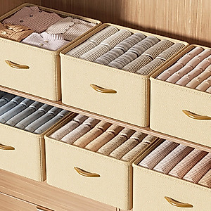 PONPRNGY Cloth Storage Bin - Large Capacity Storage Bins Closet Organizer System, Household Wardrobe Layered Sorting Box Clothes Pants Fabric Art Drawer Folding Clothes Storage Box (B/medium)