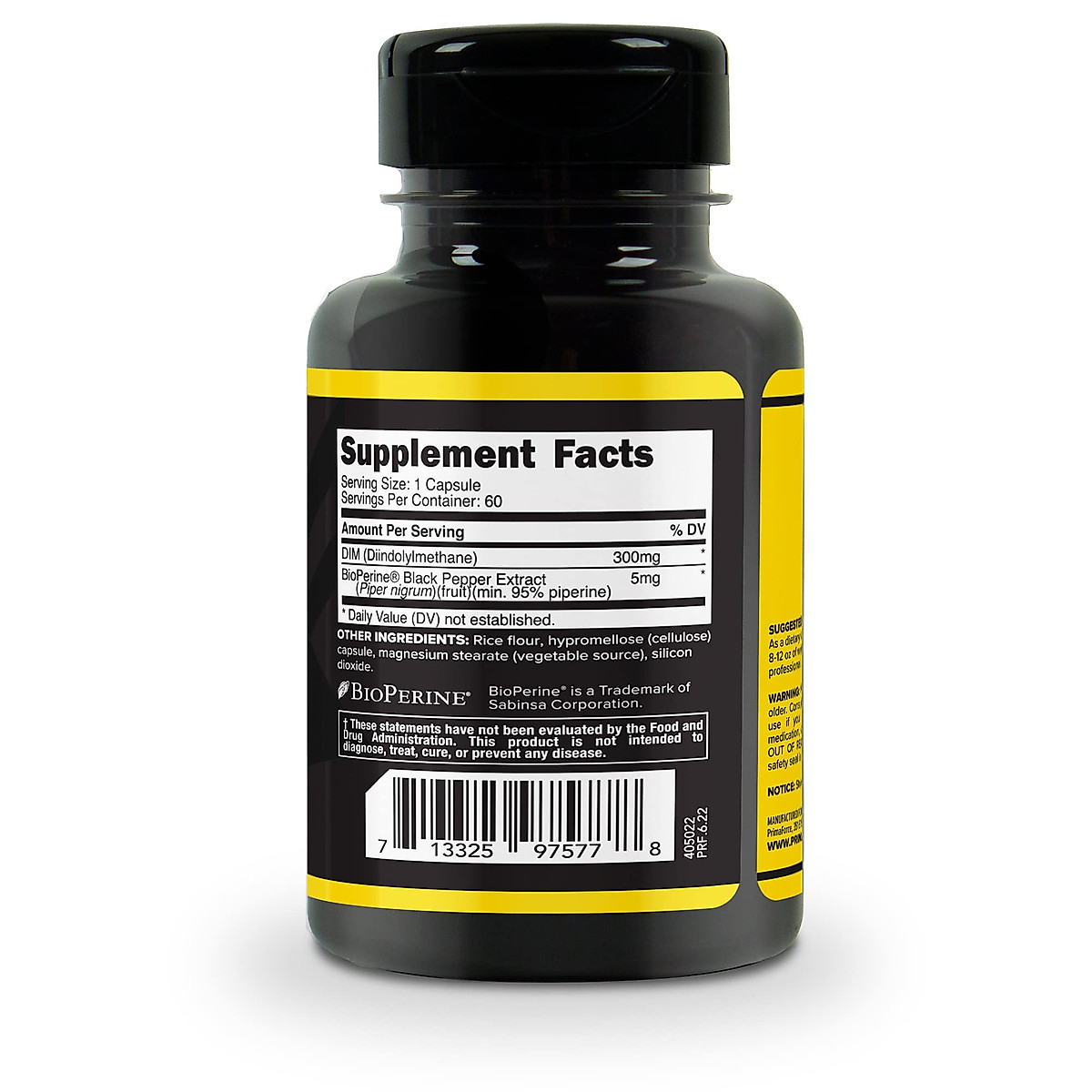 PrimaForce DIM Supplement (Diindolylmethane) 300mg, 60 Capsules