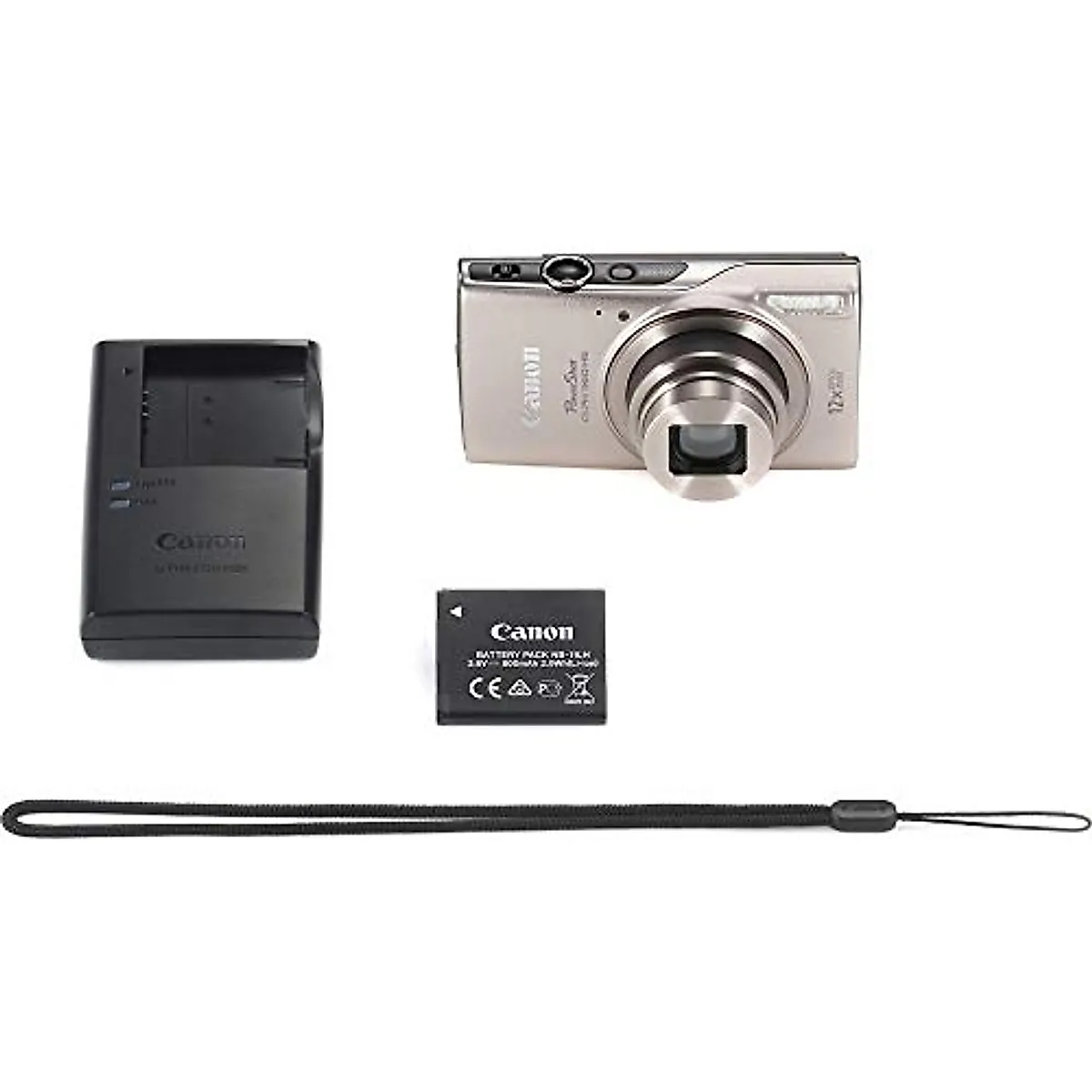 Canon Power-Shot ELPH 360 HS Digital Camera (Silver) (1078C001) + 2 x 64GB Card + 2 x NB11L Battery + Case + Charger + Card Reader + Corel Photo Software + Flex Tripod + More (17 Items) (Renewed)