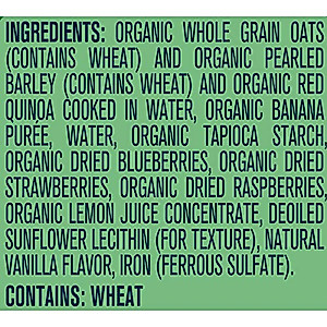 Gerber Organic Grain & Grow Morning Bowl, Oats, Barley & Red Quinoa With Banana & Summer Berries, 4.5 Ounce (Pack of 8)