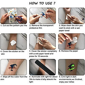 JCFIRE Temporary Tattoo for Kids | Glow in Dark Party Favors, Luminous Kids Tattoos temporary for Boys and Girls, Glow Party Accessories Tattoo Stickers | Party Supplies Birthday Gifts for Children