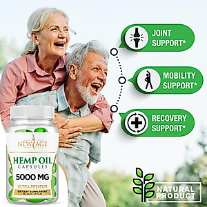 Hemp Oil Capsules Pills - 2 Pack - 5000 Hemp Oil Capsules - Made in The USA - Maximum Value - Rich in Omega 3,6,& 9