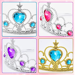 Latocos 8Pcs Princess Cape Girls Princess Cloak with Tiara Crown for Little Girls Dress up Pretend Play Christmas Cosplay Party Accessories