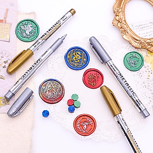 SWANGSA Wax Seal Warmer Kit, Sealing Wax Furnace Tool with 2pcs Wax Seal Pens + Wax Seal Spoon and 2pcs Candles for Sealing Wax Stamp Wedding Invitation Envelope Letter (Wood)