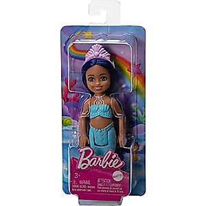 Barbie Mermaid Chelsea Doll with Midnight Blue Hair and Ombre Tail, Mermaid Toys, Crown Accessory