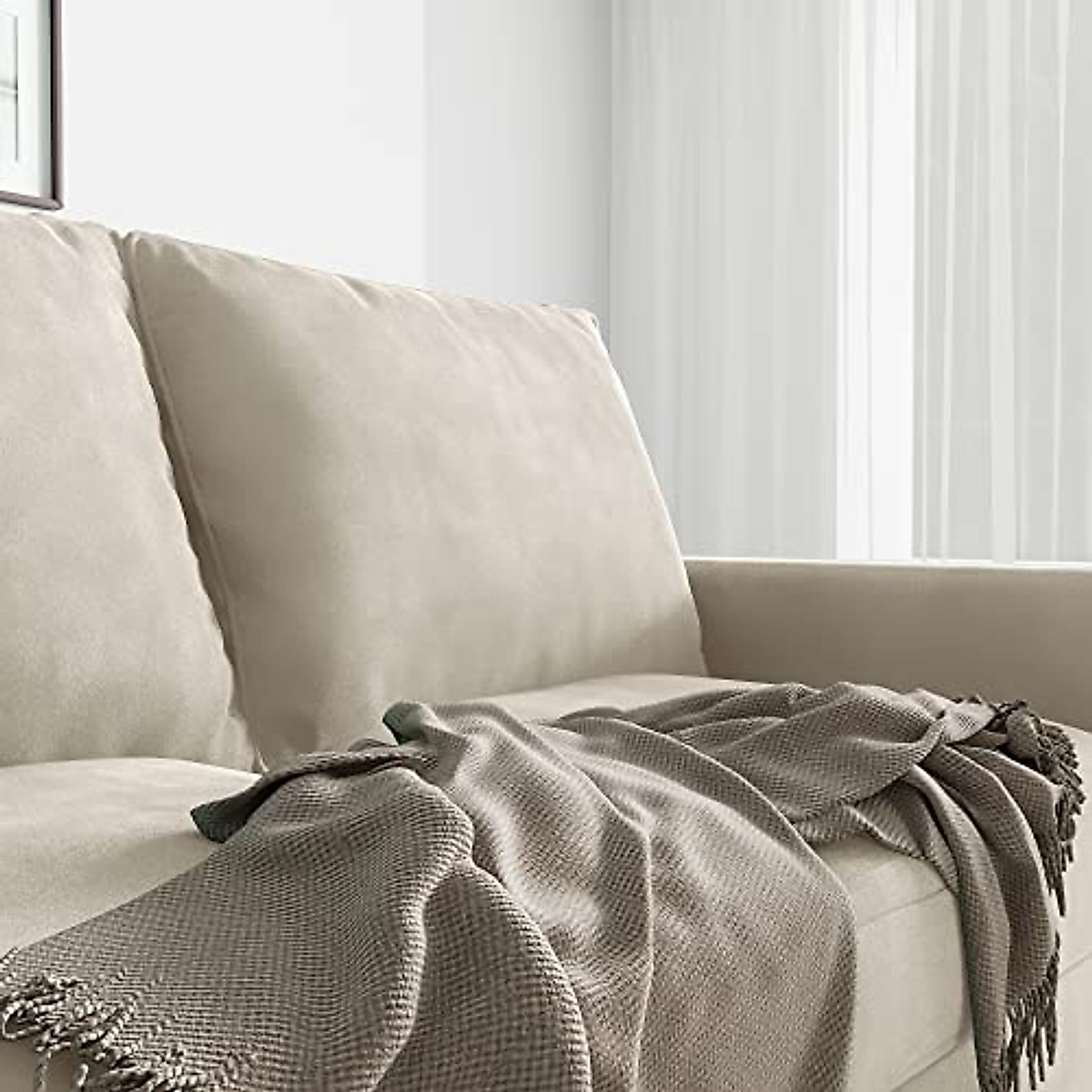 SILKIR 2-Person Loveseat Sofa Couch for Living Room | Perfect for: Apartment/Studio/Office & Small Space | Velvet Fabric | Fast and Easy Assembly | Warranty (Beige) Modern Contemporary Mid-Century