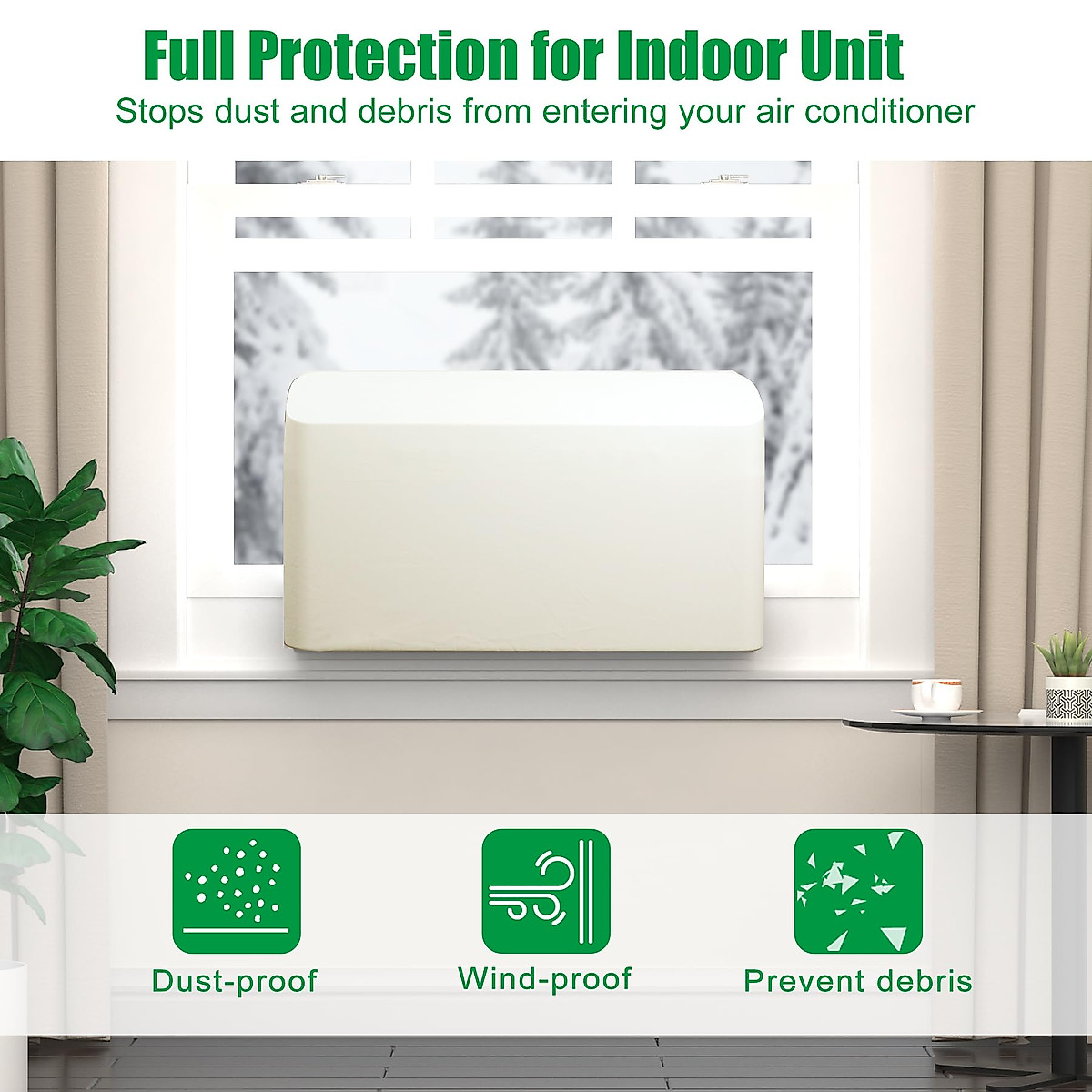 Forestchill Indoor Air Conditioner Cover for U-Shaped Window AC Unit, Wind Proof & Dust Proof Indoor AC Cover with Sealing Tape, for Inside U-Shape Window Air Conditioner